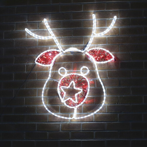 1.1m Large Outdoor LED Rudolph Reindeer Silhouette Motif Twinkle with ...
