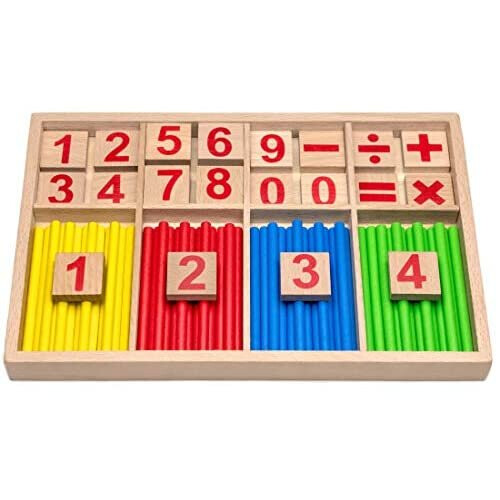 Natureich Montessori maths wooden toys, wooden storage box for learning ...