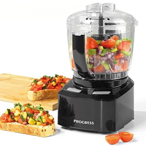 Progress EK3171P 1 Litre Compact Prep Pro 8 in 1 Food Processor/Chopper, Grind, Grate, Whip ...