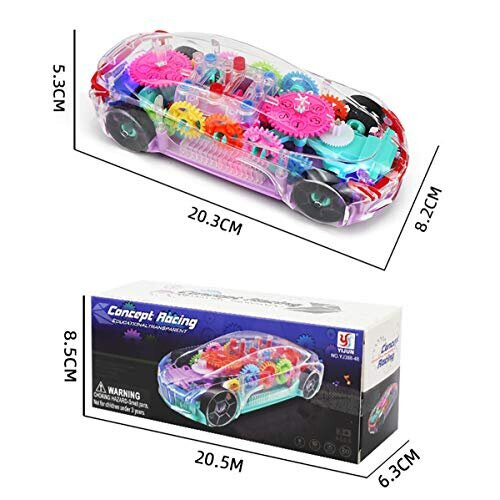 Battery Operated Light & Music Car Toy Bump & Go Transparent Mechanical ...