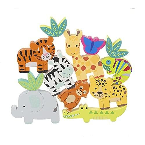 Stacking Animals, Jungle Animal Stack Balancing Toy - Wooden Stacking ...