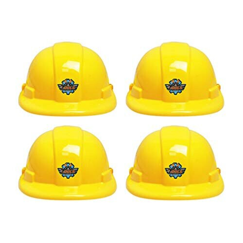 Toyvian 4 Pcs Yellow Construction Hat Kids Role Play Construction ...