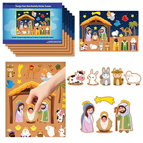 Nativity Christmas Stickers,Nativity Stickers,12 Sheets Make a Nativity ...