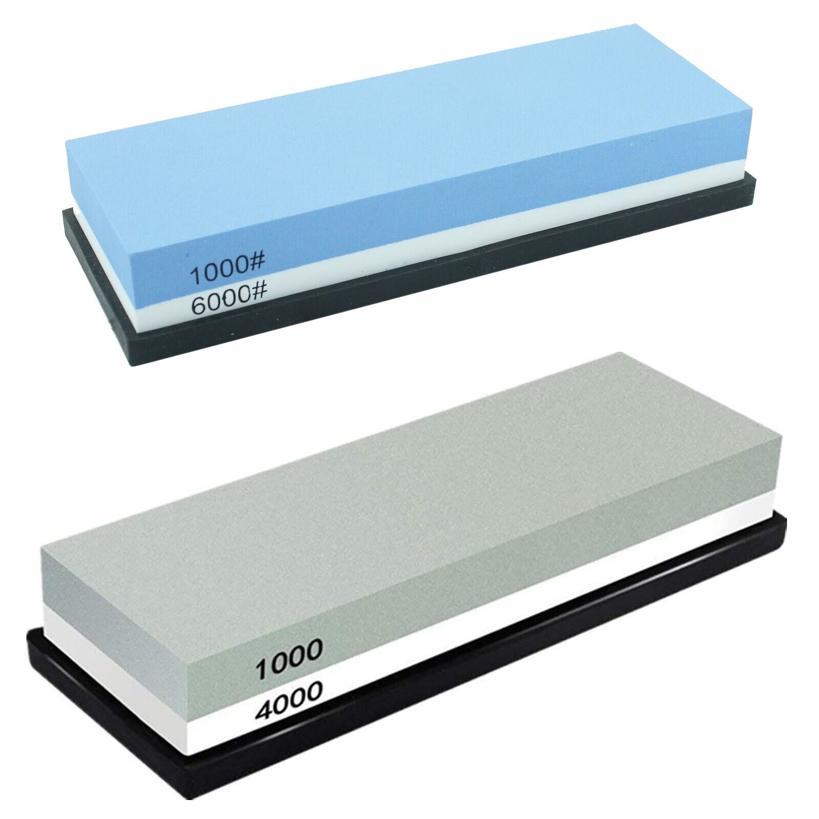 1000/4000+1000/6000 Dual Whetstone Set Knife Sharpening Water Stone ...