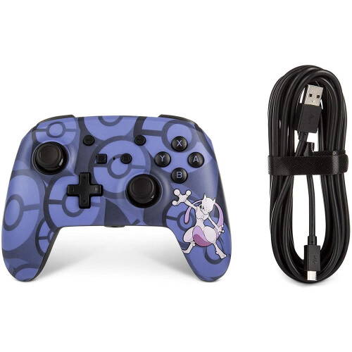 Nintendo Switch Pokemon Wired Controller Mewtwo Pokeball Design PowerA ...