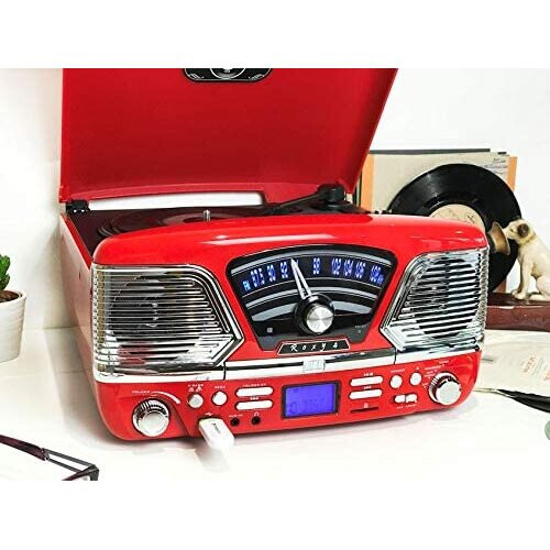 Steepletone ROXY 4 (Red) 1960s Retro Style Record Player Music Centre ...