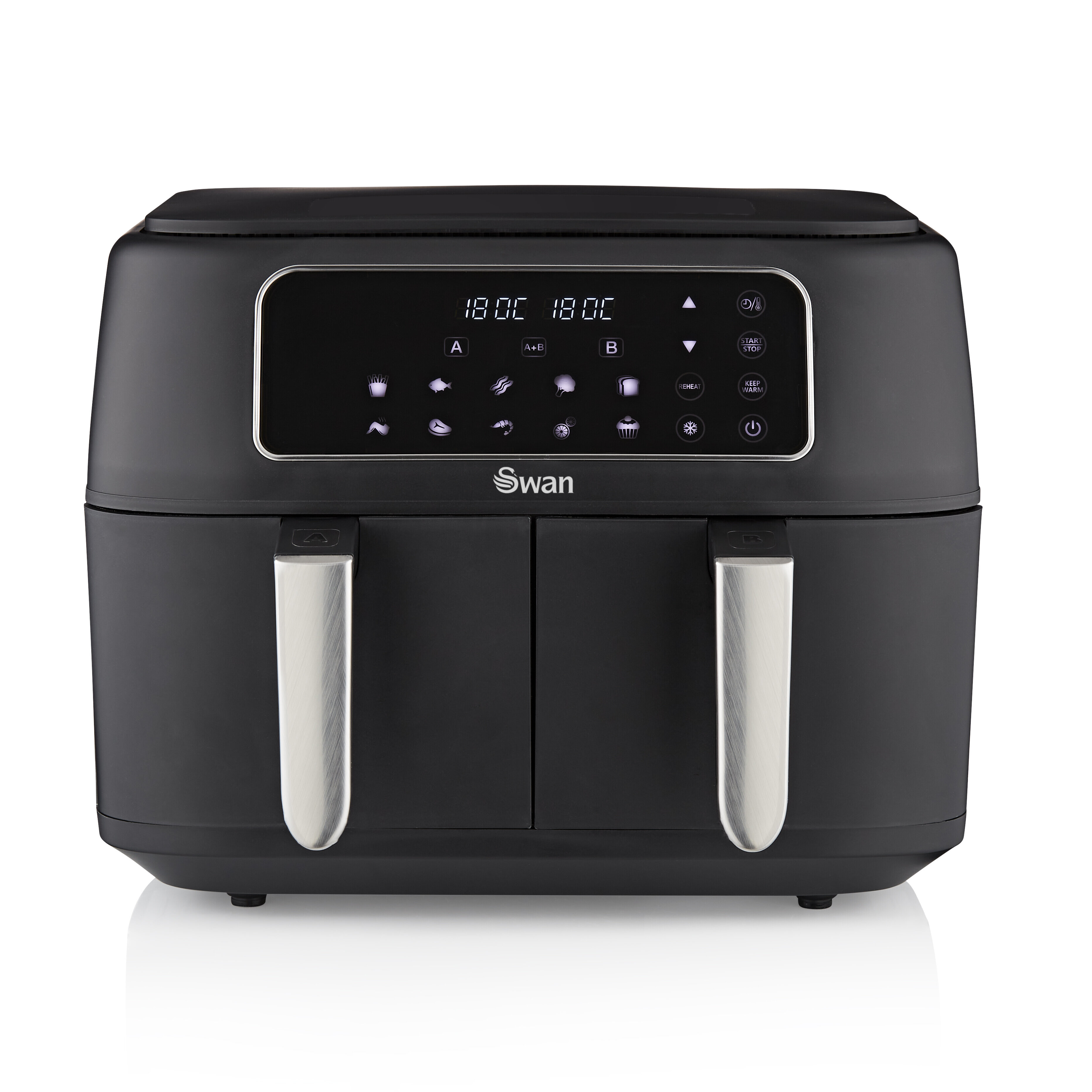 Swan Duo Digital Air Fryer, Dual Baskets, Family Sized 8L Cavity ...
