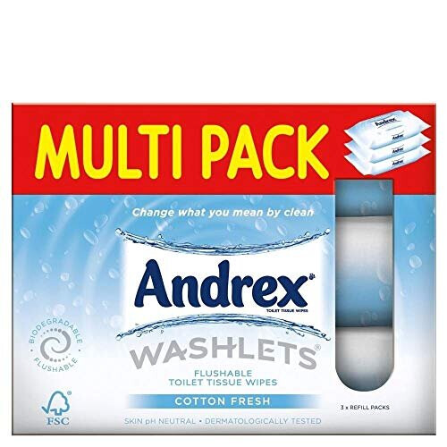 Andrex Classic Clean Flushable Washlets with Micellar Water, 3 Packs on ...