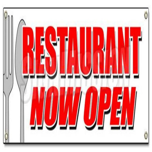 SignMission B-Restaurant Now Open 18 x 48 in. Banner Sign - Restaurant ...