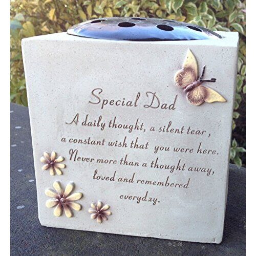 Special Dad - Grave Vase (Rose Bowl) with Butterfly and Flowers ...