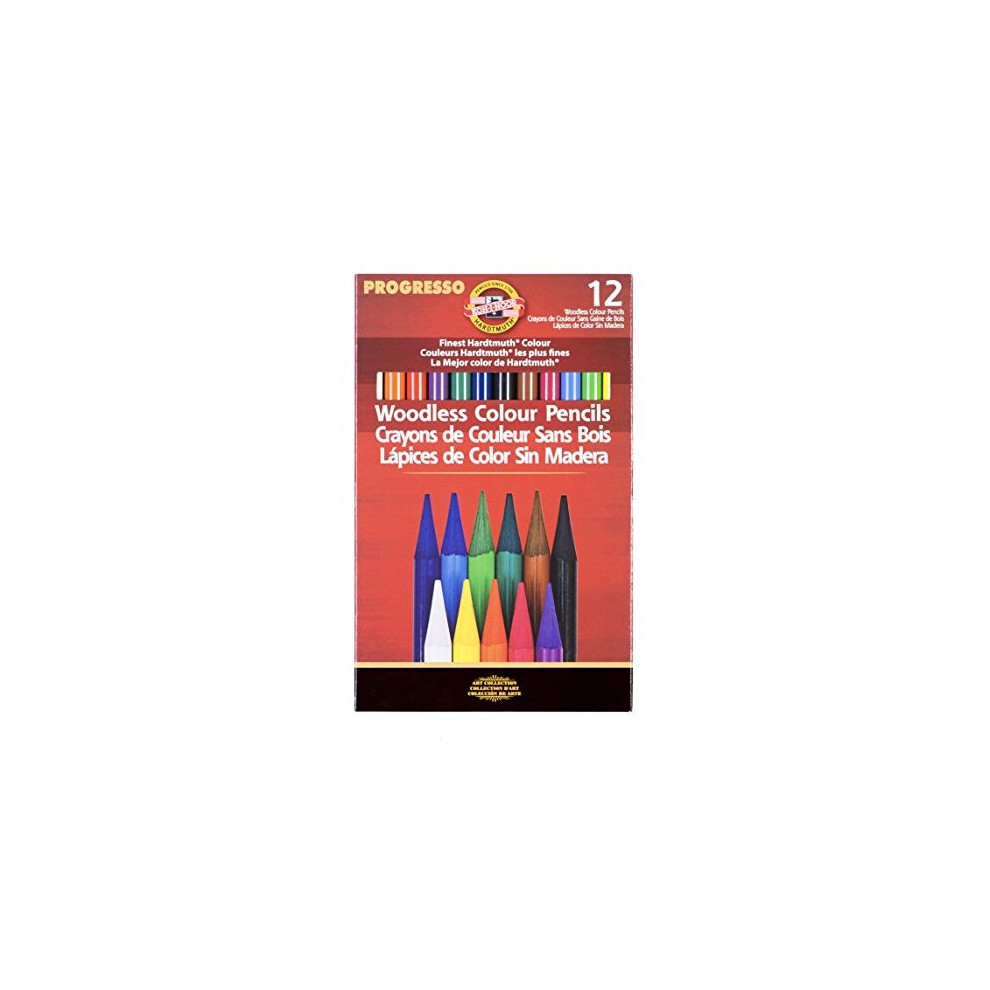 Koh-I-Noor Progresso Woodless Colored 12-Pencil Set, Assorted Colored ...