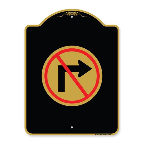 18 x 24 in. Designer Series Sign - No Right Turn with Graphic Only ...