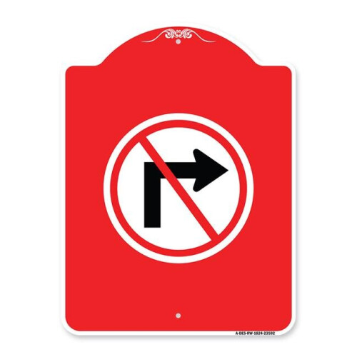 18 x 24 in. Designer Series Sign - No Right Turn with Graphic Only, Red ...