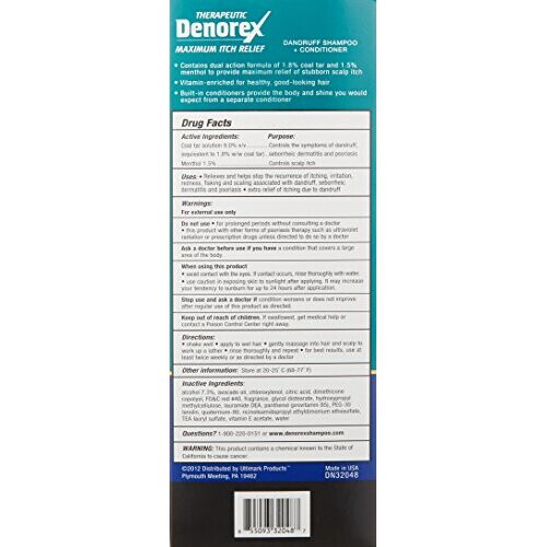 Denorex Therapeutic Maximum Itch Relief, Dandruff Shampoo plus ...