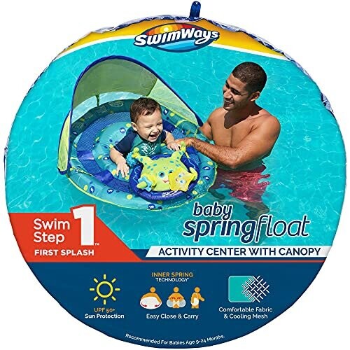 SwimWays Inflatable Baby Spring Octopus Pool Float Activity Center with ...