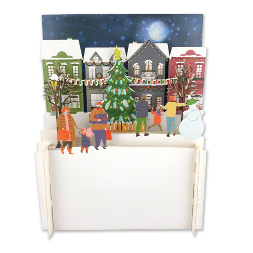 Festive Town Square Xmas Tree 3D Pop Up Christmas Greeting Card By ...
