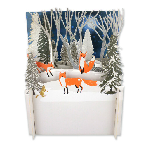 Festive Winter Woodland Foxes 3D Pop Up Christmas Greeting Card By ...