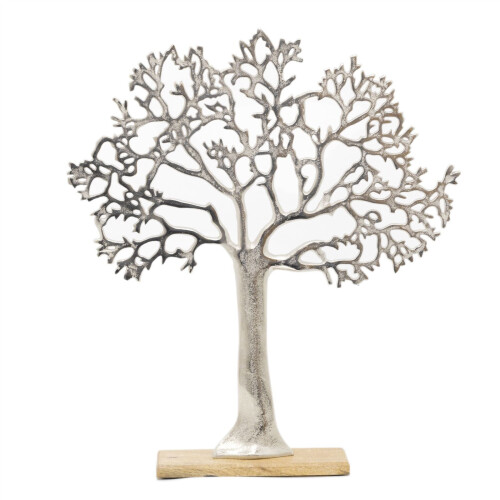 63cm Elegant Silver Tone Tree Of Life Sculpture | Extra Large Silver ...