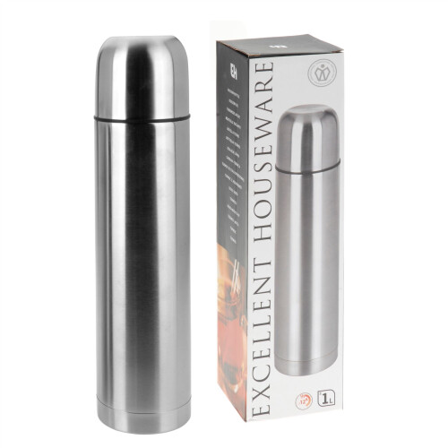 1 Litre Stainless Steel Thermos Flask | Double Walled Insulated Vacuum ...