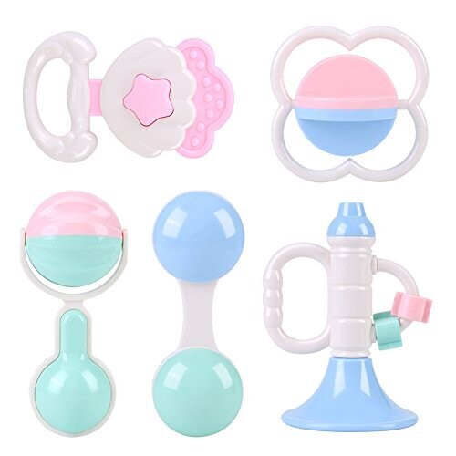 5Pcs Baby Rattles Toy Infant Hand Rattle Set Shaking Bell Set 0-12 ...