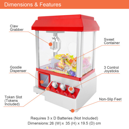 Global Gizmos 50190 Candy Grabber Machine / Retro Arcade Game on OnBuy