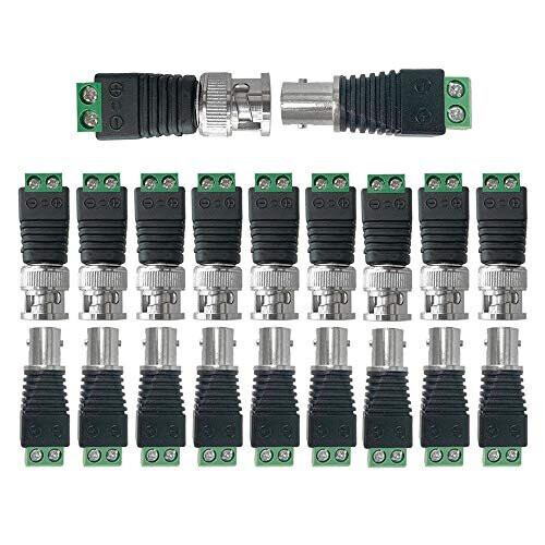 Aiqeer 10 Pairs BNC Connector Adapter Set, BNC Video Balun Connector ...