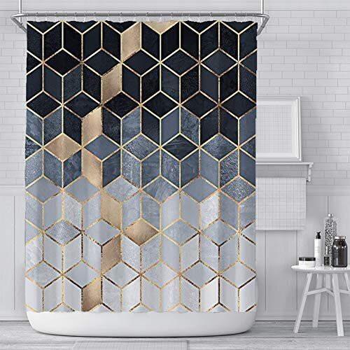 DeKeLaiFu Marble Shower Curtain Fabric Grid Geometric Shower Curtain Blue Black and White Ombre Shower Curtain Heavy duty Waterproof Bathroom on OnBuy