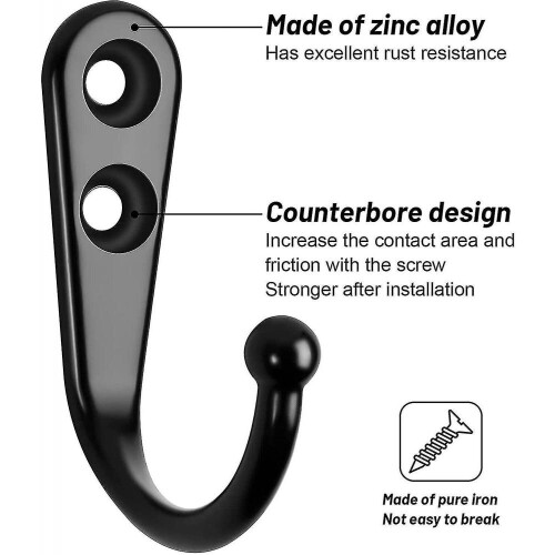 20 Pack Coat Hooks, Coat Hooks Black Coat Hooks Metal Coat Hooks, Hat Hooks Wall on OnBuy