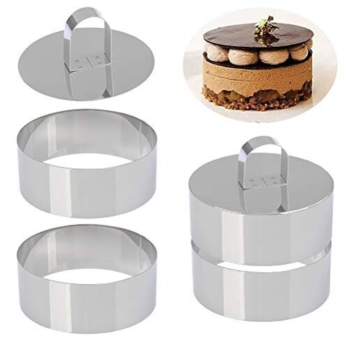 Set of 4 - Round Stainless Steel Small cake Rings, Mousse and Pastry ...