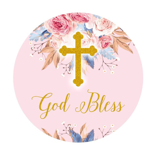 Fedyufook Pink and gold Elegant Floral cross Stickers god Bless Sticker ...