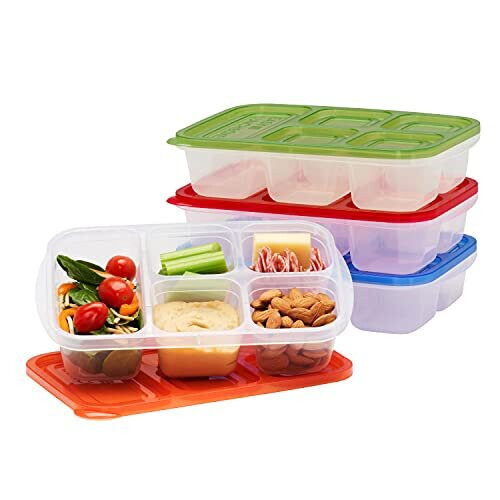 EasyLunchboxes - Bento Lunch Boxes - Reusable 5-compartment Food ...