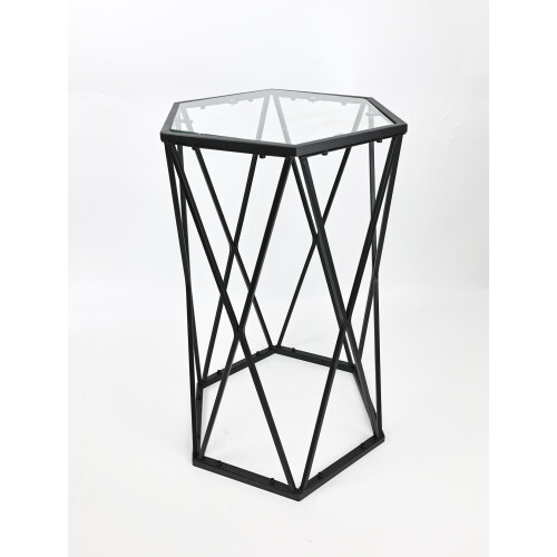 Hexagon Glass Tables with Black Metal Frame Coffee Table for Living Room on OnBuy