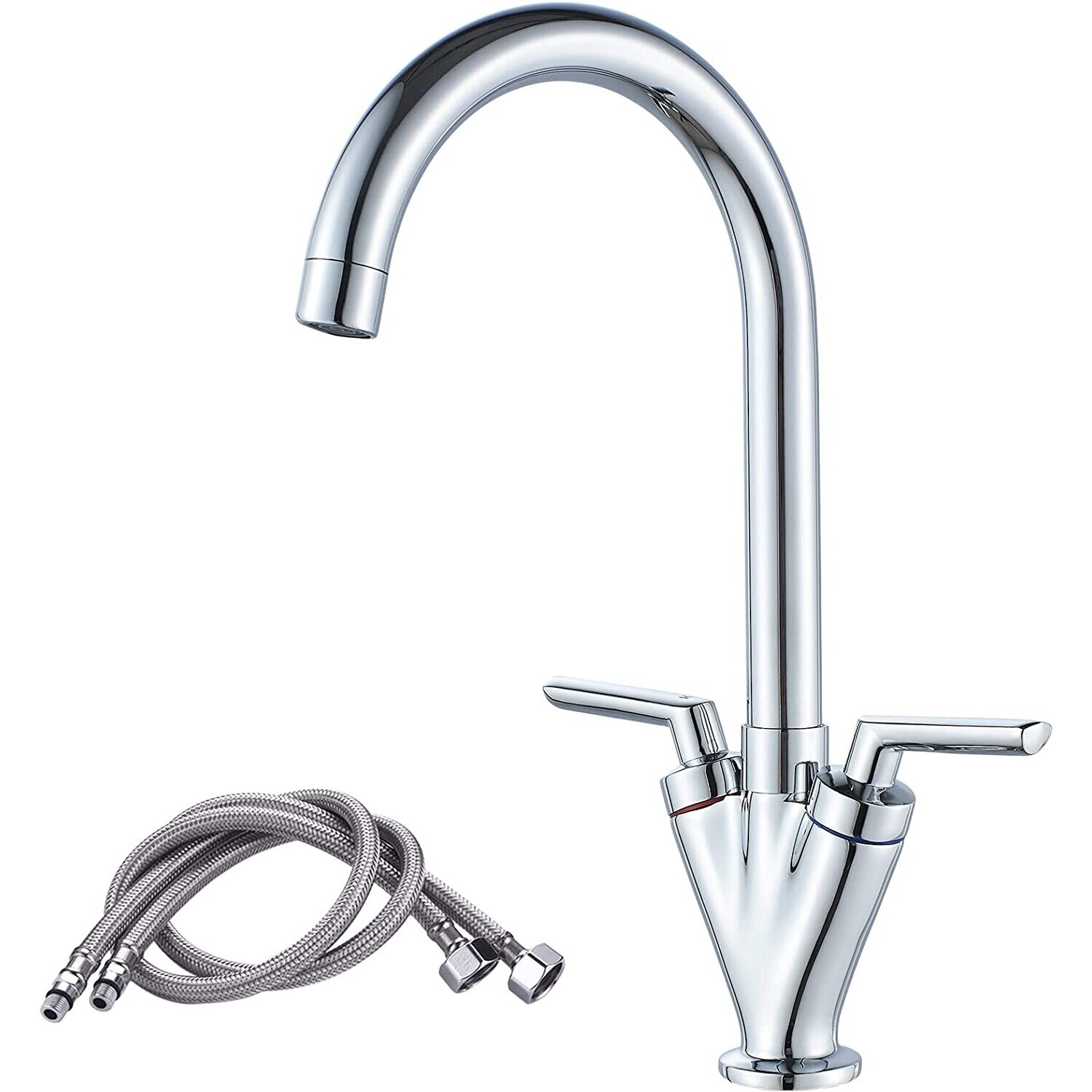Kitchen Mixer Taps Modern Dual Lever Kitchen Sink Taps with Swivel ...