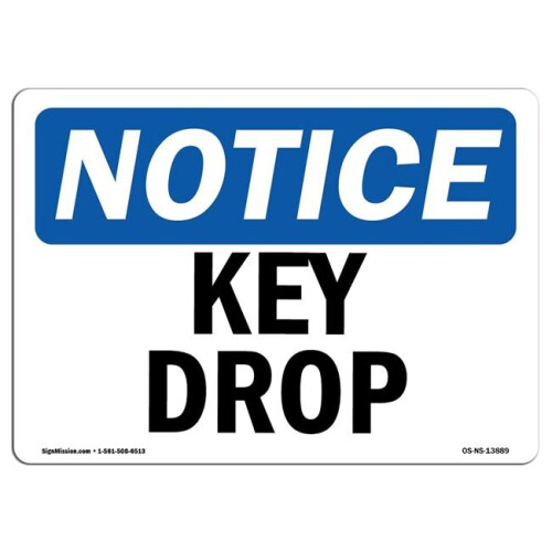 SignMission Notice Key Drop OSHA Decal Sign on OnBuy