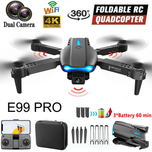 E99 PRO Drone 4K HD Dual Camera WIFI FPV Foldable Selfie RC Quadcopter on OnBuy