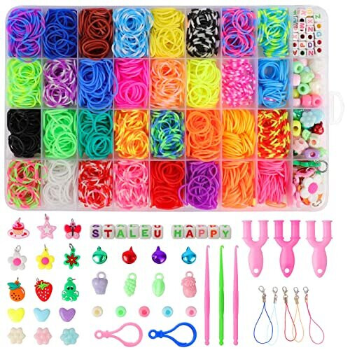 ProChosen Loom Band Kit,2800+ Loom Rubber Bands in 32 Colors for DIY ...