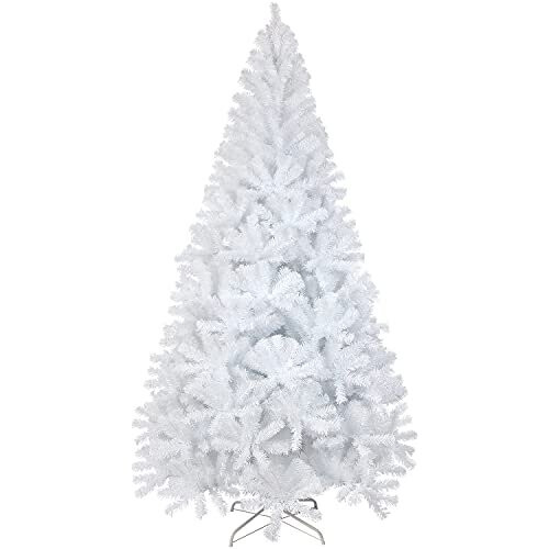 LOKIPA White Christmas Tree, 7ft Artificial Bushy Christmas Tree with ...