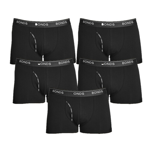 (L) Bonds 5 Pack Black Mens Guyfront Trunks Briefs Boxer Shorts Comfy ...
