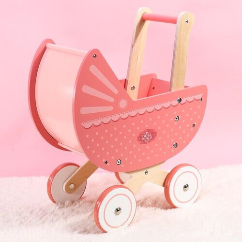 Doll World Pram Push Along Toy Walker Princess Pretend Play Pushchair ...