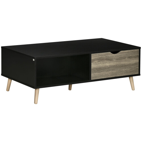 HOMCOM Modern Coffee Tables for Living Room w/ Shelves & Two Drawers ...