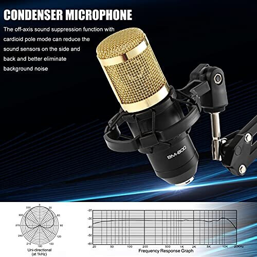 Condenser Microphone Bundle, BM-800 Mic Kit with Live Sound Card ...