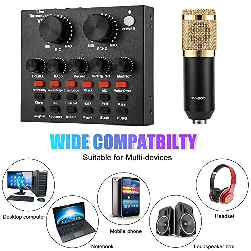 Condenser Microphone Bundle, BM-800 Mic Kit with Live Sound Card ...