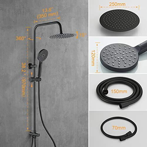 Ibergrif - Modern Shower System with Diverter, 3 Way Dual Head Riser ...