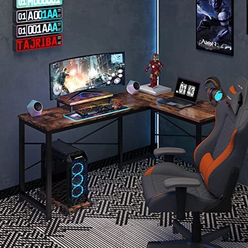 HEEYUE Computer Desk, L Shaped Desk with Large Desktop, Corner Gaming ...