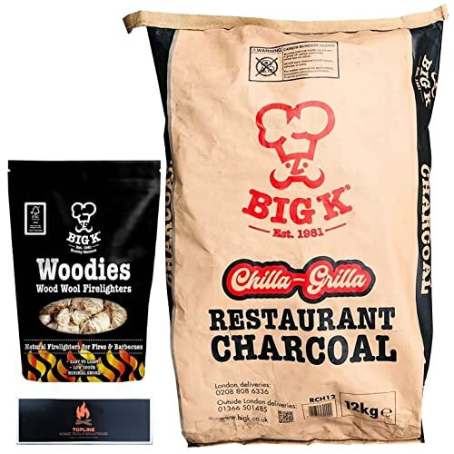 Big K Chilla-Grilla Restaurant Grade Lumpwood Charcoal 12kg Bag and Big ...