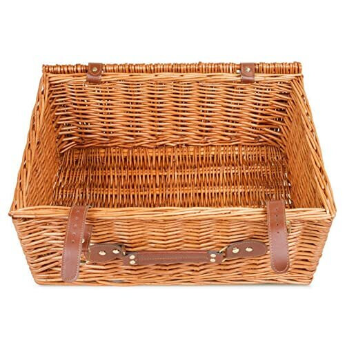 Traditional Premium Wicker Gift Basket With Lid Empty Picnic Hamper ...