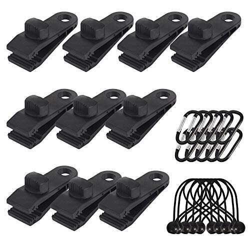 Langaelex Set of 10 Tarp Clips Heavy Duty Lock Grip Tent Clips Clamps ...