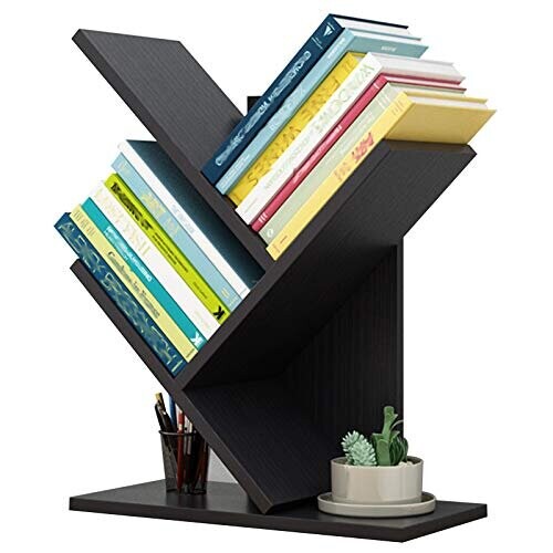 JKGHK Tree Shape Desktop Bookcase, Countertop Wood Display Shelf ...