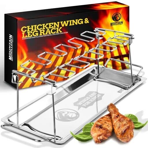 Mountain Grillers Chicken Leg Rack for Grill - Hold Up 12 Legs, Chicken ...