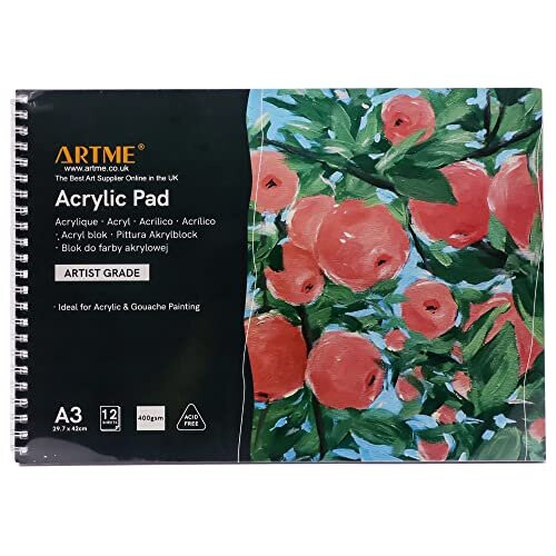 ARTME A3 Acrylic Pad x 12 Sheets/ 400gsm Extra Heavyweight/Cold Pressed ...